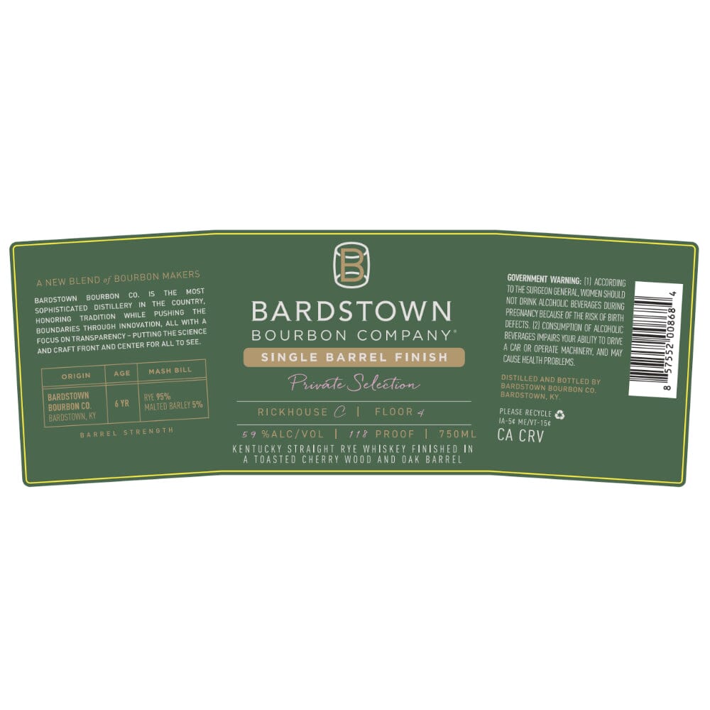 Buy Bardstown Bourbon Private Selection Rye Finished in Toasted Sherry ...